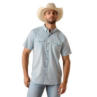 Ariat Mens VentTEK Western Fitted Shirt in Blue Heather, Size 2X-Large, by Ariat