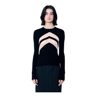 Jean Paul Gaultier Transparenter Panel Ripp Rollkragenpullover - - Knitwear - Damen - Schwarzk - S