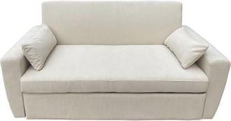 Happy Garden Canap&eacute; Convertible Matt en Velours Beige 2 Places. Canap&eacute; avec Dossier inclinable et Coussins