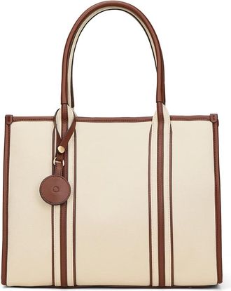 Oltre Femme, Sacs, Beige, Taille: ONE Size Shopper Bicolore en Tissu avec Breloque