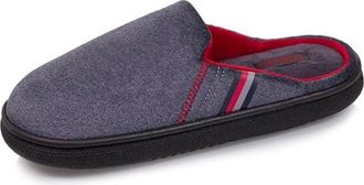 Isotoner Pantoufles Chinelas pour homme, pantoufles mules confortables et douces en velours, Marine chiné, 42 EU