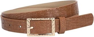 Generic Ceinture &eacute;Lastique Femme - Ceinture en cuir brillant motif d&eacute;coratif boucle carr&eacute;e &eacute;l&eacute;gante pour homme et femme