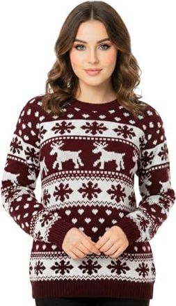 Janisramone Femmes Dames Nouveau Unisexe No&euml;l Renne Flocon De Neige Nouveaut&eacute; Tricot&eacute; Unisexe Xmas Pull Chandail Haut