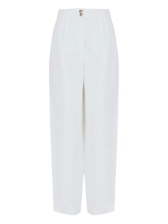 Emporio Armani pantalon de costume en lin &agrave; pinces - Blanc