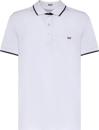 Fay Homme, Tops, Blanc, Taille: M Polo &agrave; Col Contrast&eacute;