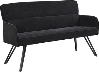 Byliving Bank Tino/Webstoff und Mikrofaser Bezug und Gestell in schwarz/Aufgedoppelter Rücken/Küchenbank, Sitzbank, Esszimmerbank/B 140 x H 94 x T 67 cm (Schwa