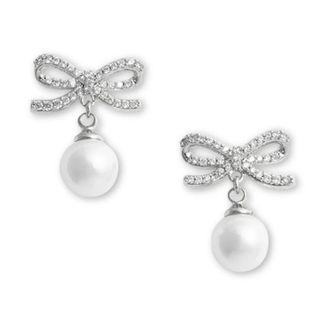 Self Portrait Femme, Accessoires, Gris, Taille: ONE Size Bow Pearl Earrings