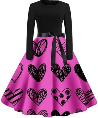 Generic Robe imprim&eacute;e pour la Saint-Valentin 2026, rose vif, XXL