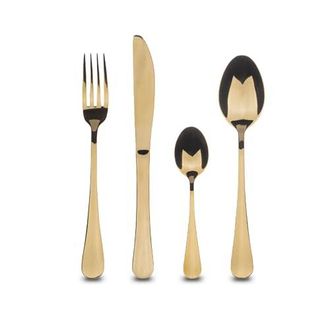 Bergner München 24-teiliges Besteckset für 6 Personen - Edelstahl - Stärke 2,5 mm - Farbe Champagner - Hochglanzpoliert - Spülmaschinenfest - Ideal für den tä