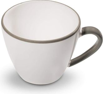Gmundner Keramik Kaffeetasse Gourmet Füllmenge : 0.2 Liter Grauer Rand Geschirr, handgemacht in Österreich