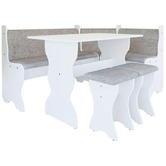 Mirjan24 Mobilier1 - Coin repas Reading 100, Blanc + Alfa 13, Stratifié, Tapisserie