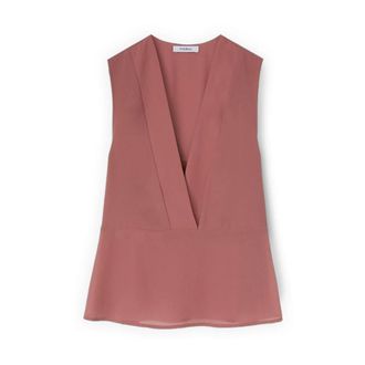Motivi Top mit V-Ausschnitt aus Georgette - - Tops - Damen - Rosa - 2XS