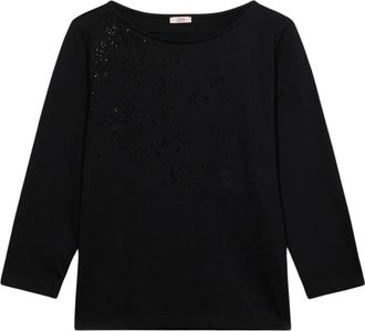 Oltre Femme, Tops, Noir, Taille: 40 FR T-shirt en coton avec applications