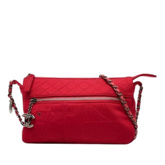 Chanel Sac bandouli&egrave;re matelass&eacute; en jersey vintage doccasion - Femme - Pre-owned - Rouge - Taille: ONE Size