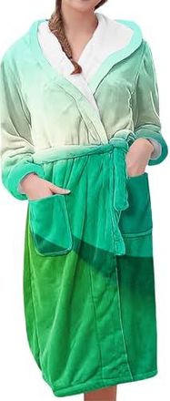 Generic Ensemble de peignoirs longs en flanelle pour femme - Robe de chambre chaude en polaire polaire chaude et confortable - Peignoir thermique à capuche - 