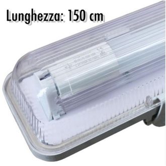 Trade Shop Plafonnier &eacute;tanche Avec Tube N&eacute;on 150cm Pour Plafond Et Mur Ip65