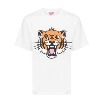 Kenzo Homme, Tops, Blanc, Taille: L T-shirt Classique Tigre Heureux