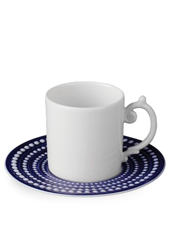 L'OBJET tasse à expresso et soucoupe Perlée - Bleu