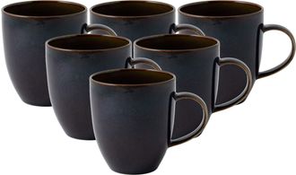 Villeroy & Boch like. by Crafted Denim Becher mit Henkel 6er Set, 350 ml, Kaffeebecher mit Reaktivglasur, Premium Porzellan, Blau, 19-5168-9651