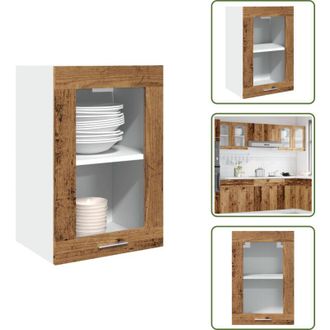 vidaXL The Living Store - vidaXL H&auml;ngeschrank Glas Altholz-Optik 40x31x60 cm Holzwerkstoff