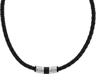 Tom Tailor Tom Tailor 2100702 Cha&icirc;ne avec pendentif pour homme en acier inoxydable et caoutchouc et cuir Marron 47 + 5 cm