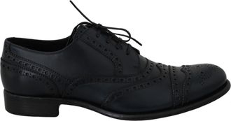 Dolce & Gabbana Dunkelblaue Leder Wingtip Oxford Anzugschuhe