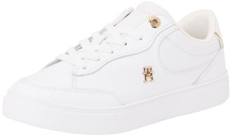 Tommy Hilfiger Damen Court Sneaker Essential Chic aus Leder, Weiß (White), 36