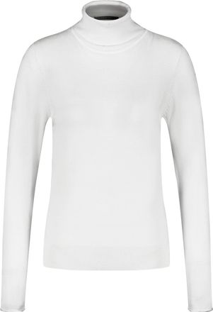 Taifun Damen Basic Pullover mit Rollkragen Langarm unifarben, Melange Offwhite 42