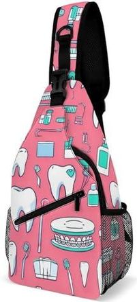 Generic Sacoche Tactique Motif dentaire sans couture Roses Antivol Sling Sac &agrave; Bandouli&egrave;re Multifonction Crossbody Bag pour Randonn&eacute;e Femme Camping