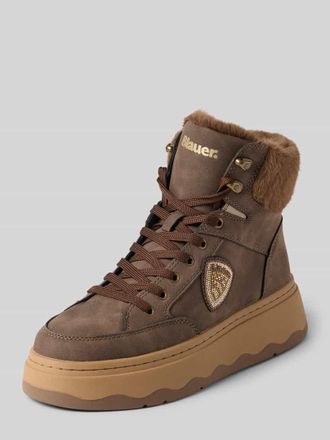 Blauer High Top Sneaker mit Strasssteinbesatz