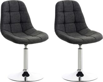 Clp 2er Set Stühle Emil Stoff I Mit Gestepptem Sitz I Drehstühle Mit Trompetenfüße In Chromoptik, Farbe:dunkelgrau
