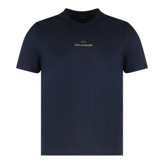 Paul & Shark Logo Baumwoll Crew-neck T-shirt - - Tops - Herren - Blau - L