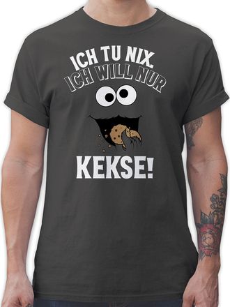Shirtracer T-Shirt Herren - Karneval & Fasching - Ich tu nix Ich Will nur Kekse I Kr&uuml;melmonster I Keksmonster I Cookie Monster I Keks - XXL - Dunkelgrau - faschi