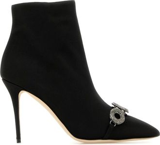 Manolo Blahnik Femme, Chaussures, Noir, Taille: 41 EU Bottines &agrave; Cheville en Satin Orn&eacute;es Balvisa