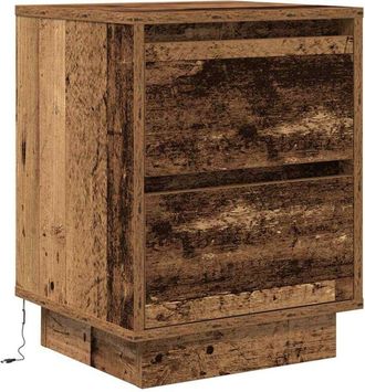 vidaXL Nachttisch mit LED-Leuchten Altholz-Optik 38x34x50 cm Vidaxl