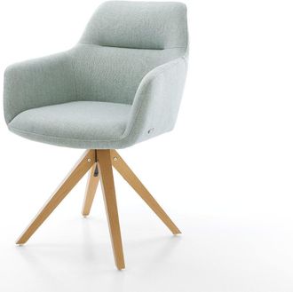 DELIFE Drehstuhl Pejo-Flex Stripes Mint Holzgestell kantig 180&deg; drehbar, Esszimmerst&uuml;hle
