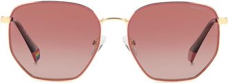 Polaroid PLD 6214/S/X Sonnenbrille, Gold Pink, 56, Unisex, Erwachsene, Gold Pink, 56