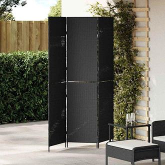 vidaXL Paravent Pliant Manuel Noir 146 x 180 cm. polyrotin Vidaxl