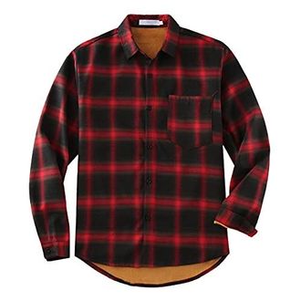 Generic Chemise en flanelle pour homme - Automne et hiver - Manches longues - Chaude et confortable - Doublure en polaire bross&eacute;e Sherpa - Chemise de b&ucirc;cheron
