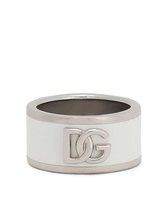 Dolce & Gabbana bague &agrave; plaque logo - Argent