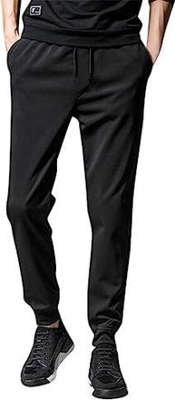 Generic Pantalon de sport noir pour homme - Coupe ajustée - Pantalon de sport confortable - Pantalon de sport extensible et infroissable - Pantalon de sport l