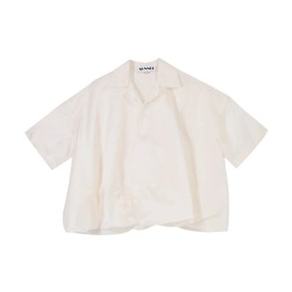 Sunnei Puffy Seiden Polo Shirt - - Blouses & Shirts - Damen - Wei&szlig; - XS