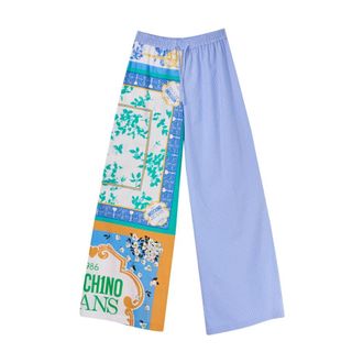 Moschino Multicolor Foulard Print Baumwoll-Popeline-Hose - - Trousers - Damen - Mehrfarbig - S