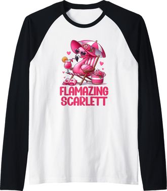 BDAZ Flamazing Scarlett Pink Flamingo Tropical Beach Trip Damen Raglan