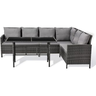 SVITA MADISON Ensemble de meubles de jardin en poly rotin Lounge Canap&eacute; dangle gris