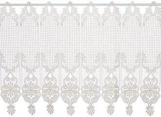 Plauener Spitze by Modespitze, Gardine - Scheibengardine f&uuml;r Stangendurchzug, hochwertige Stickerei, H&ouml;he 45 cm, Breite 176 cm, Farbe Champagner