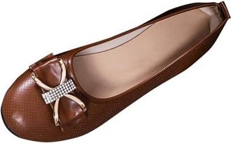 Generic Chaussures de ballet pour femme avec noeud - Couleur unie - &Eacute;l&eacute;gantes - L&eacute;g&egrave;res - Classiques - Confortables - Pour le travail et le bureau - Style d&eacute;c