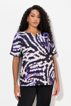 Ulla Popken T-Shirt Blusenshirt Batikmuster Tunika-Ausschnitt Halbarm