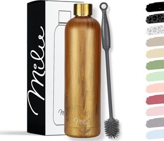 Milu Thermosflasche 1L Isolierte Edelstahl Thermo Trinkflasche Thermoskanne Auslaufsichere Isolierflasche doppelwandig - Kohlensäure geeignet - inkl. Reini
