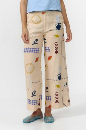 Suite13lab Damen vegan Hose Ulla Print Holiday Beige